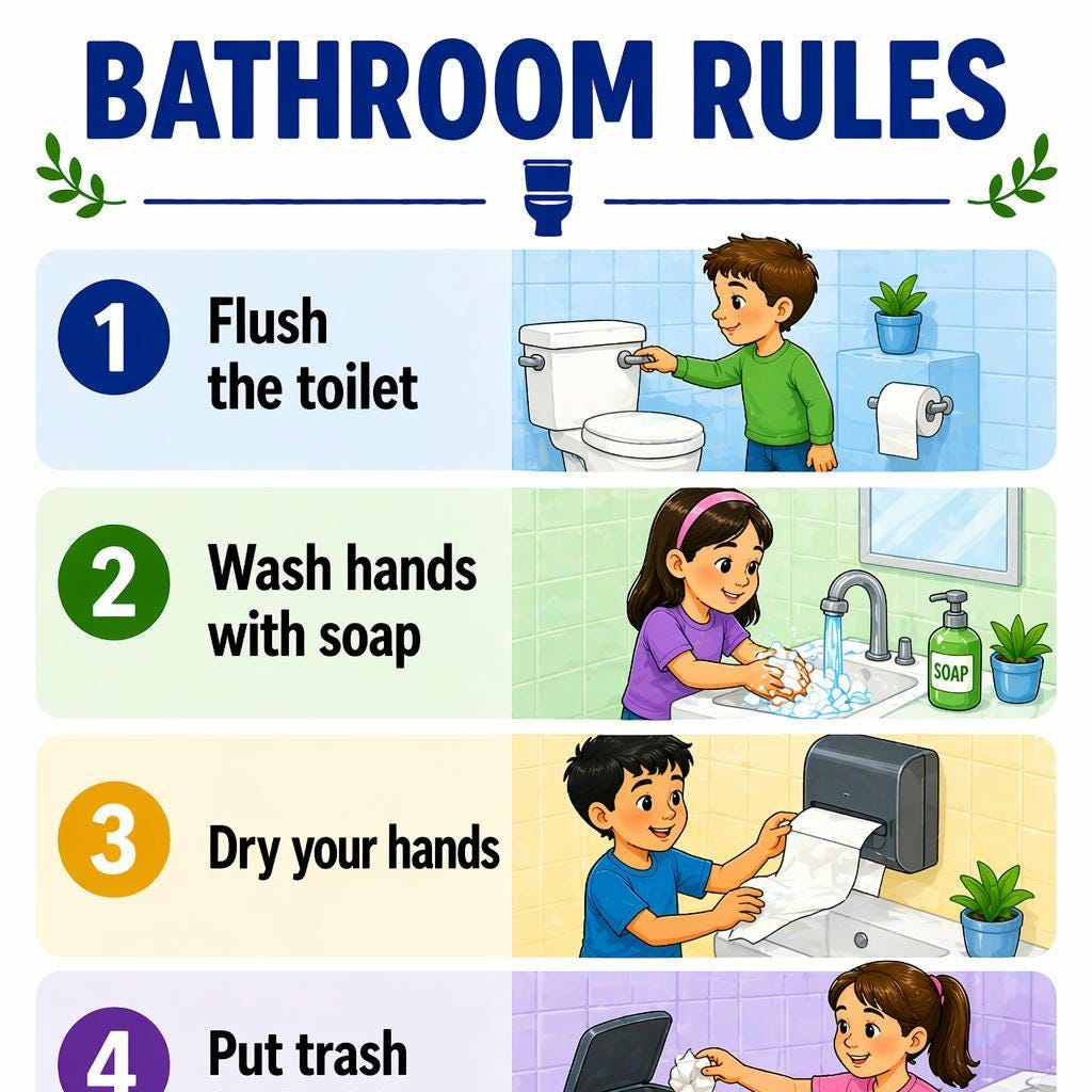 Bathroom Rules Poster for Classroom| Printable School Bathroom Chart ...