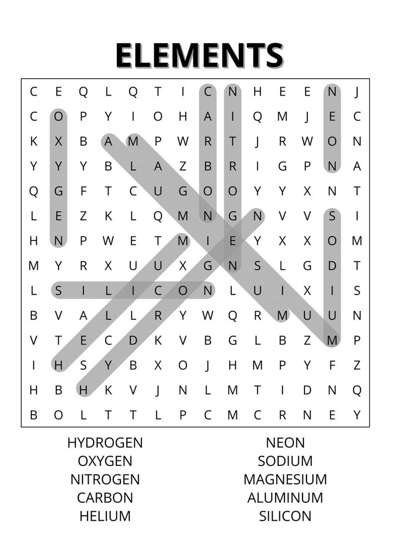 Chemistry Word Search Puzzle Pack Vol 1| 5 Categories| 50 Words ...