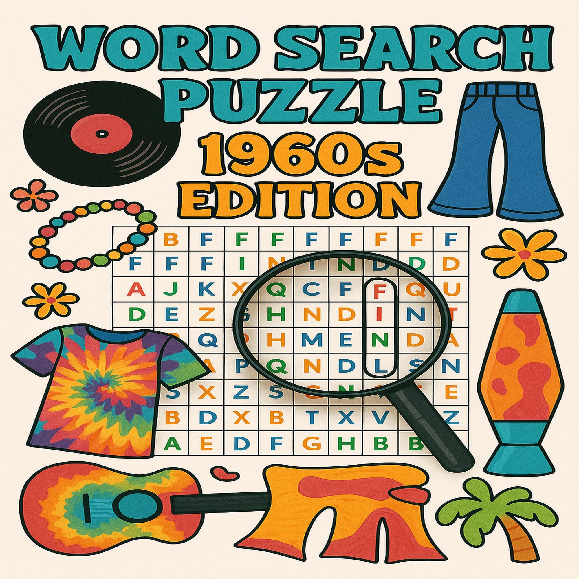 1960s Word Search Puzzle – Retro Edition (printable PDF) - Etsy