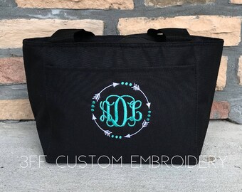 Personalized Monogram Lunch Tote/bag With Arrow Frame/monogram | Etsy