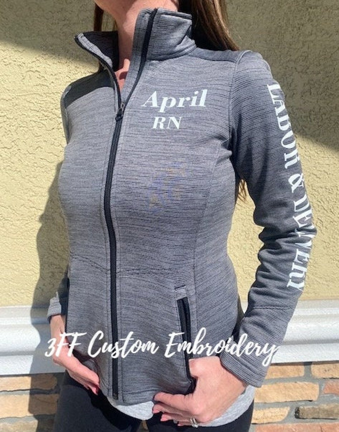 Personalized Ladies Labor and Delivery Digi Stripe Jacket/includes 3 ...