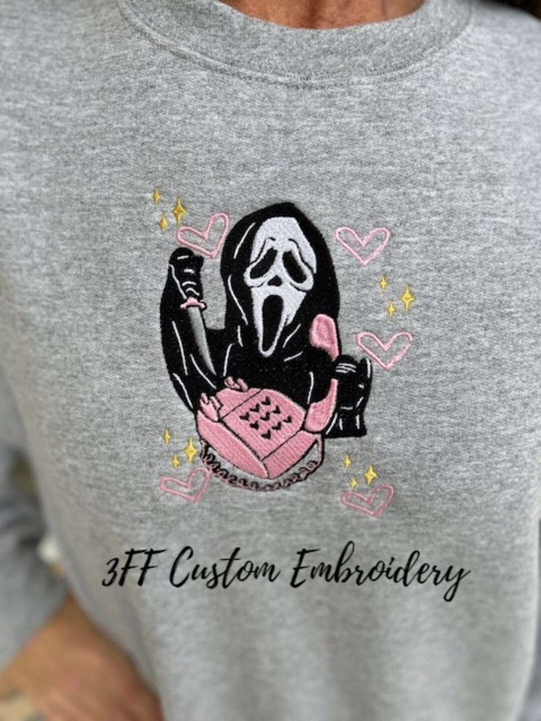 UNISEX Ghostface Calling Inspired Embroidered Sweatshirt/scream ...