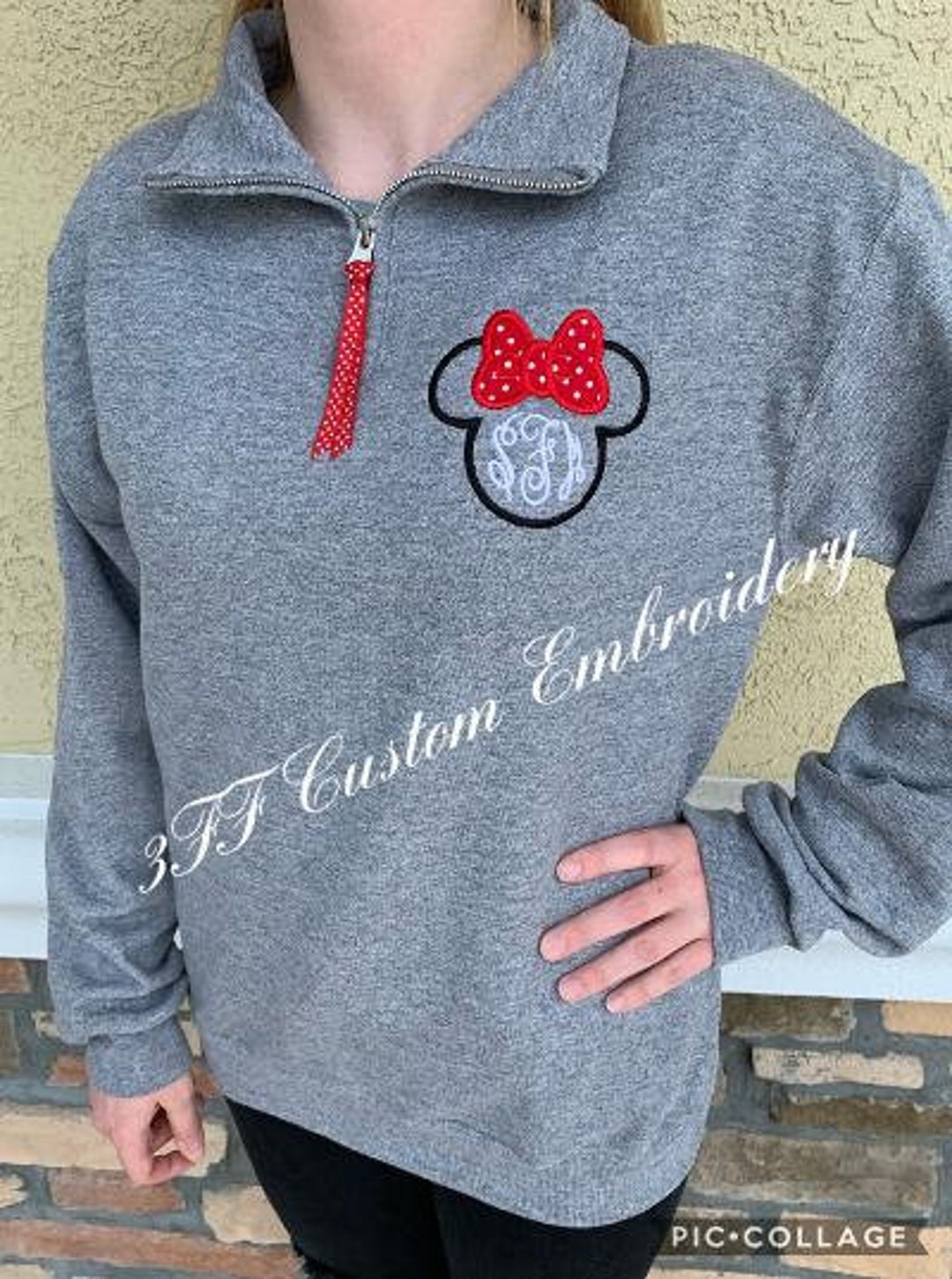 ADULT 1/4 Zip Minnie Mouse Pullover Cozy Sweatshirt With Personalized ...