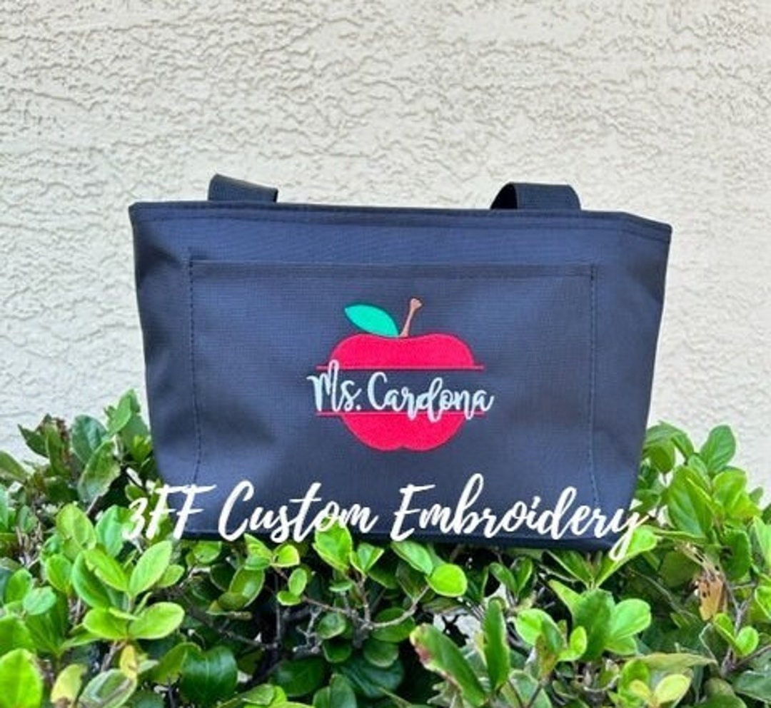 Personalized Insulated Split Apple TEACHER Lunch Tote/teacher ...