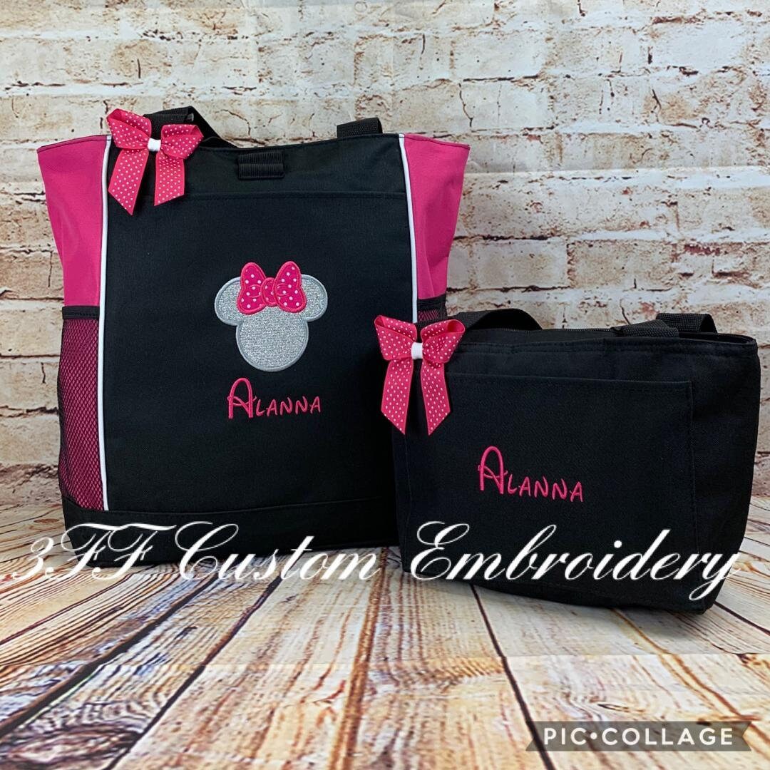 Personalized Minnie/mickey Panel Tote and Lunch Tote Set/disney Lover ...