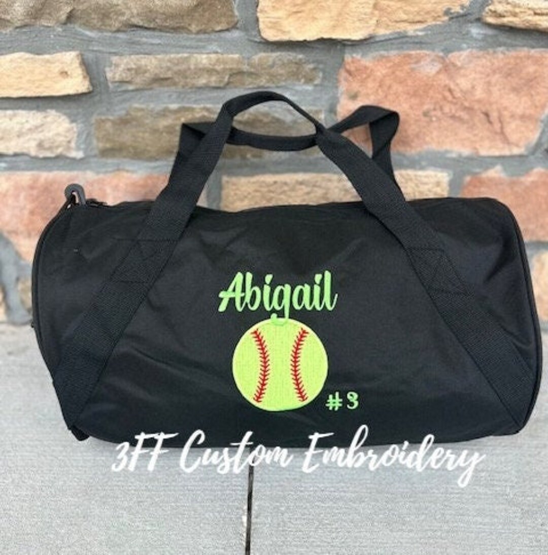 Personalized Monogrammed Embroidered Softball Duffel/duffel Bag/girls ...