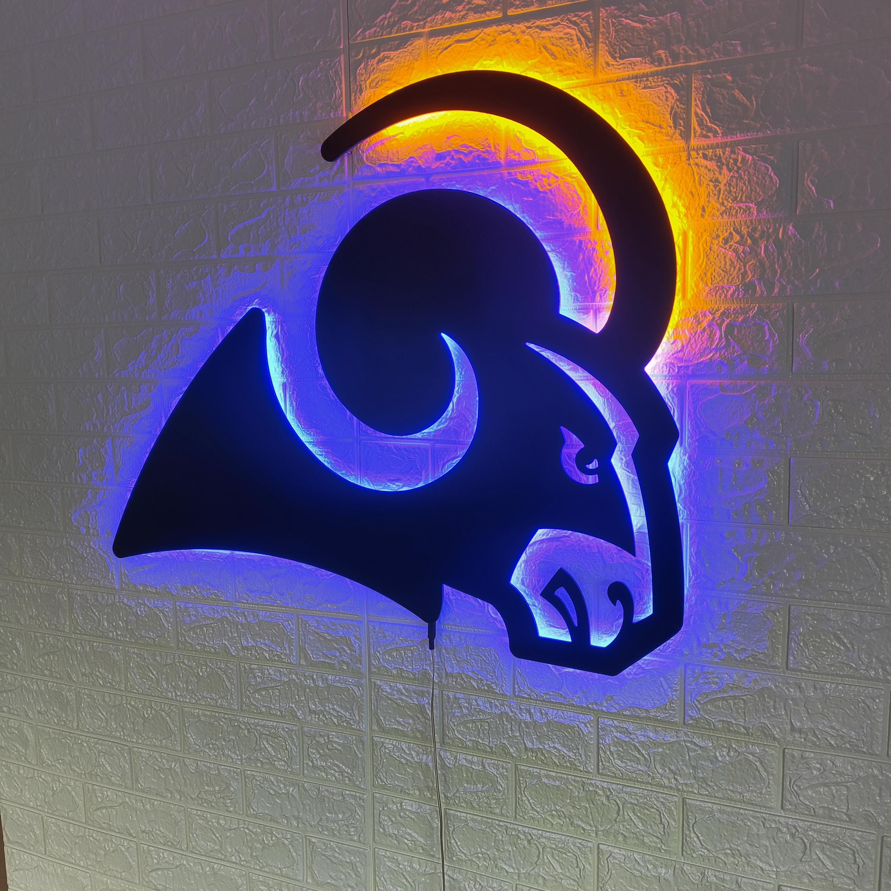 LA Rams LED Sign | Lighted NFL Logo Wall Art | Football Fan Decor - Etsy
