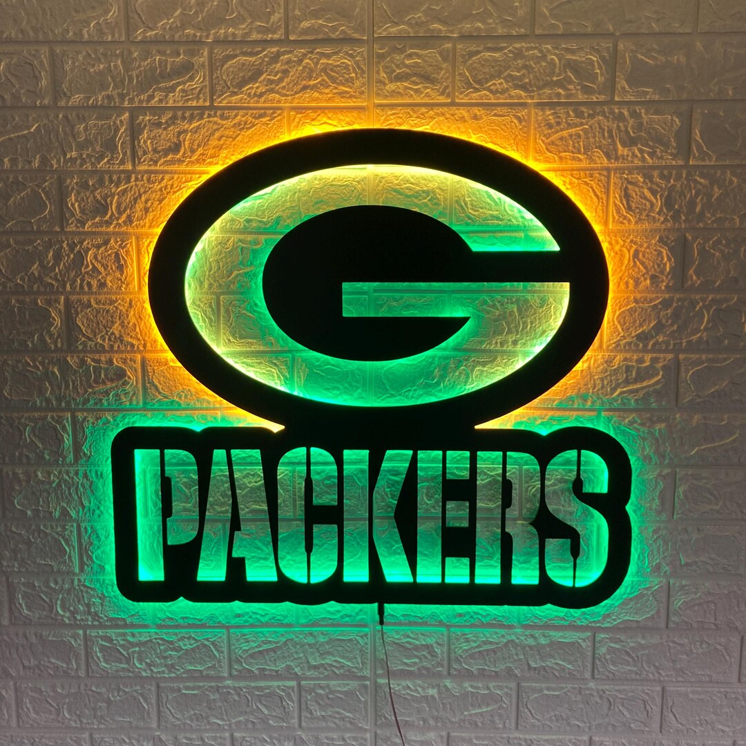 Green Bay Packers LED Wall Sign, Logo Light for Man Cave Decor - Etsy