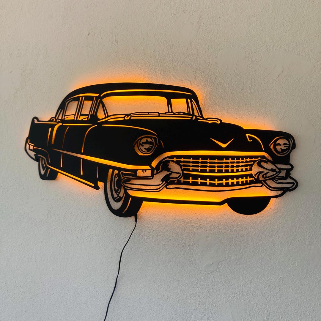 1955 *cadillac Series 62 LED Wall Art, Classic Car Light for Man Cave ...