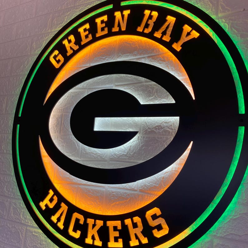 Green Bay Packers LED Wall Sign, Logo Light for Man Cave Decor - Etsy