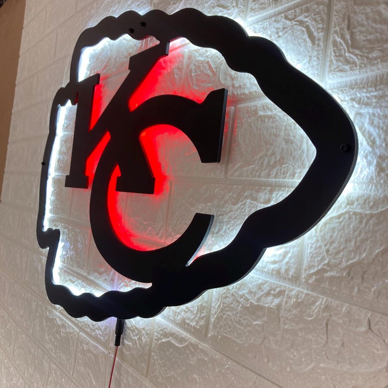 Kansas City Chiefs LED Sign Wall Decor, NFL Football Team Lighted Logo ...