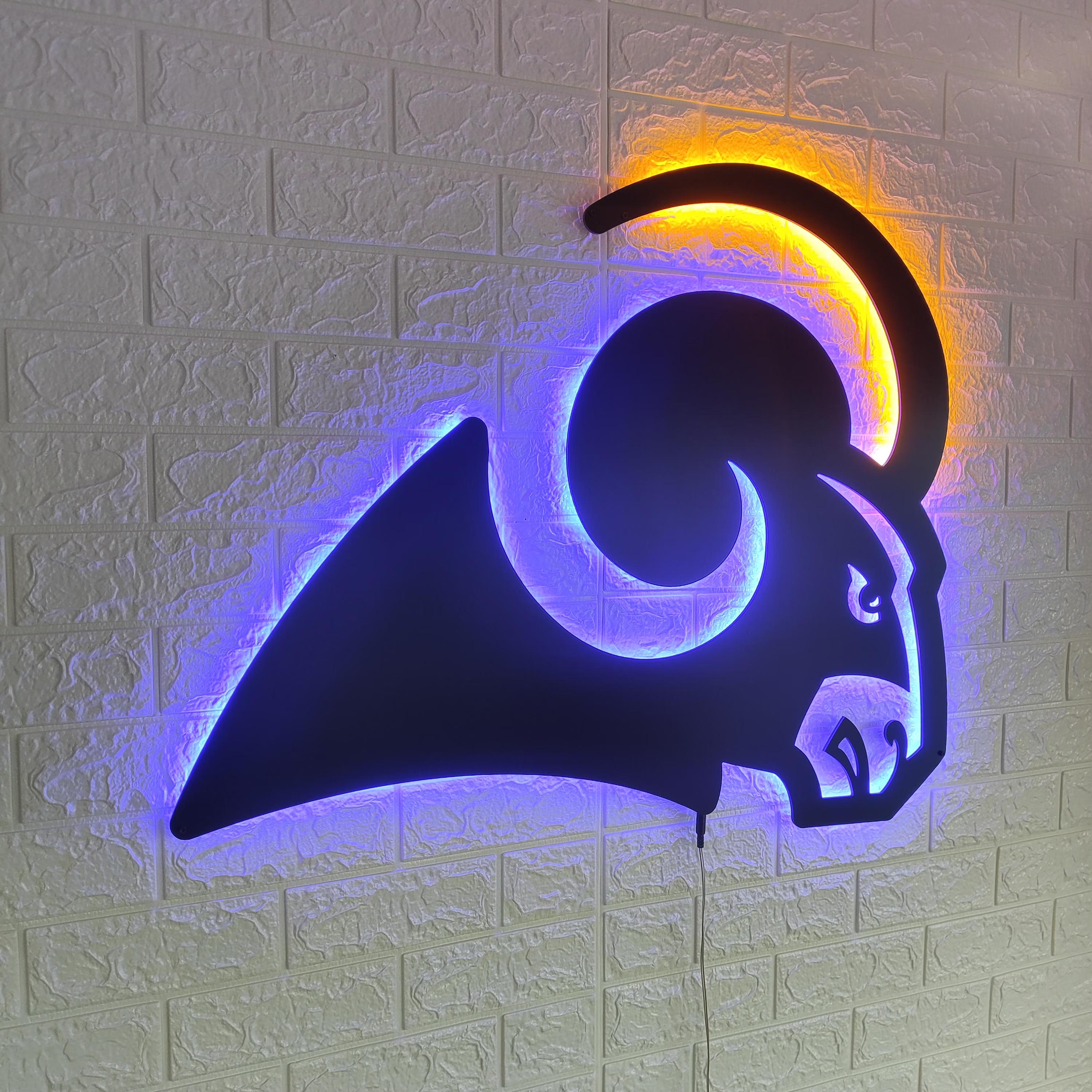 LA Rams LED Sign | Lighted NFL Logo Wall Art | Football Fan Decor - Etsy