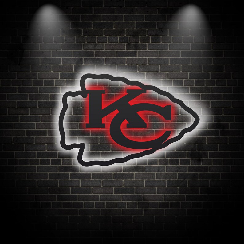 Kansas City Chiefs LED Sign Wall Decor, NFL Football Team Lighted Logo ...