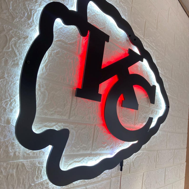 Kansas City Chiefs LED Sign Wall Decor, NFL Football Team Lighted Logo ...