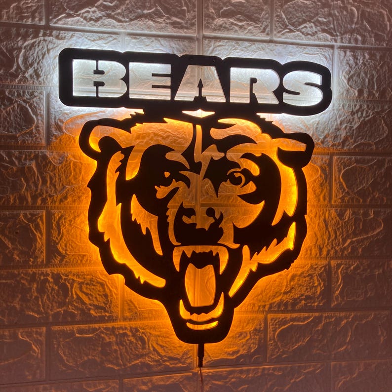 Chicago Bears LED Wall Sign, Logo Light for Man Cave Decor - Etsy