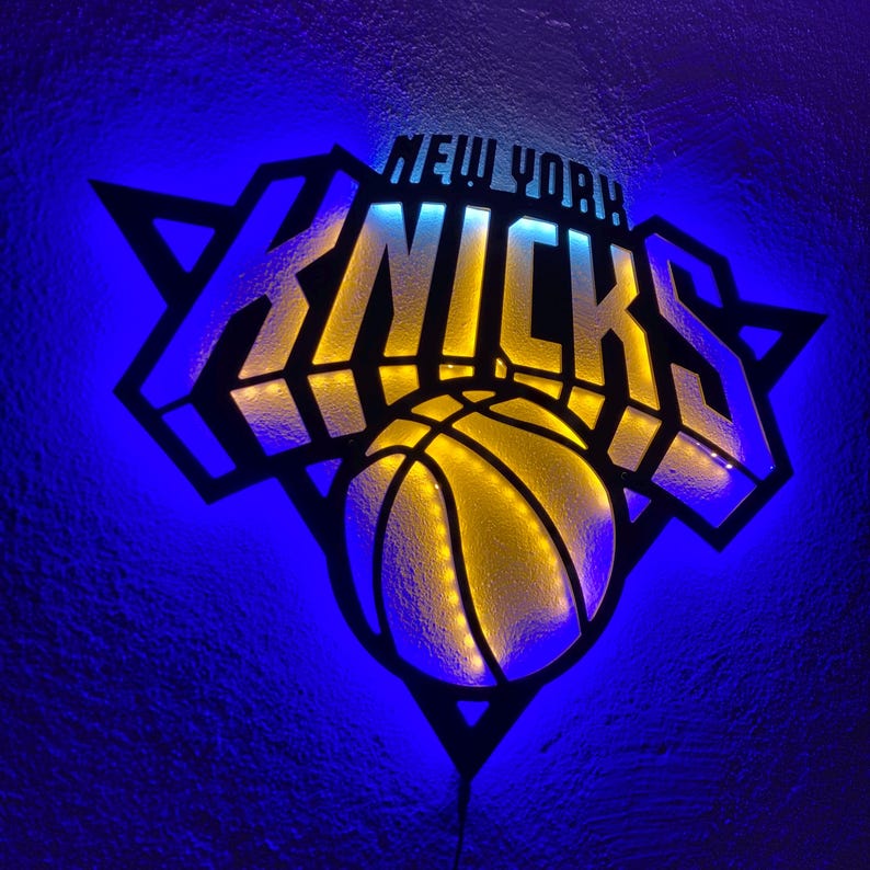 New York Knicks LED Sign Wall Decor, NBA Basketball Team Lighted Logo ...