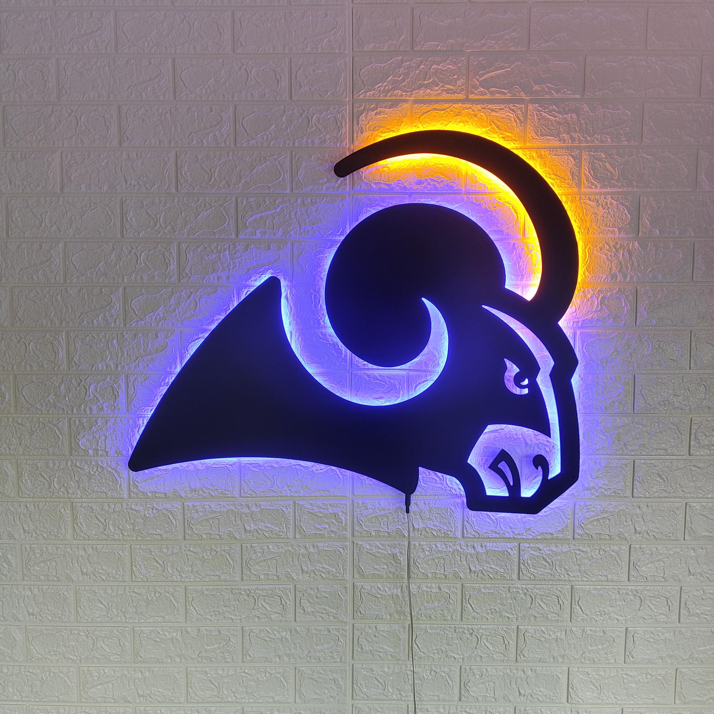 LA Rams LED Sign | Lighted NFL Logo Wall Art | Football Fan Decor - Etsy