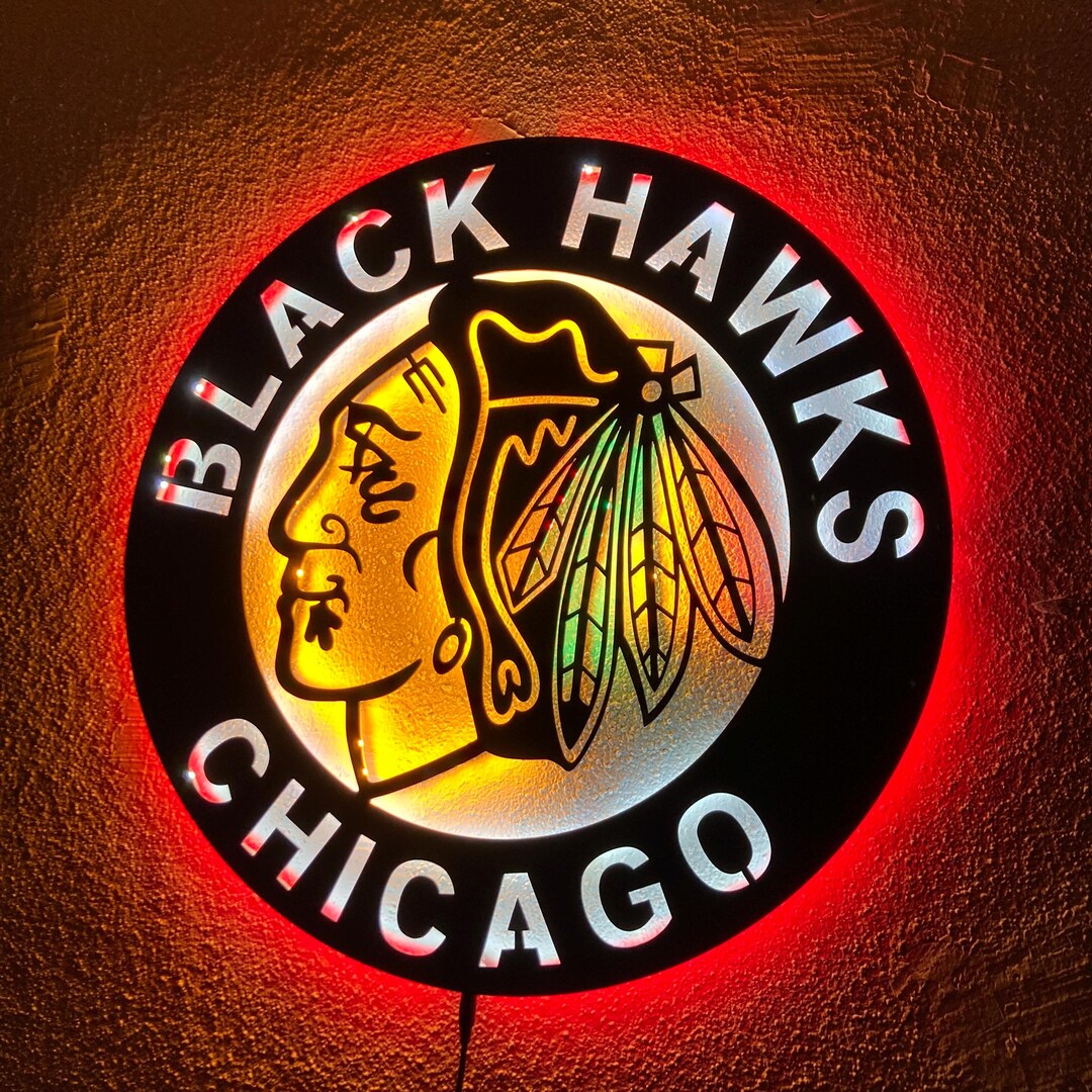 Chicago Blackhawks LED Sign Wall Decor, NHL Hockey Team Lighted Logo ...