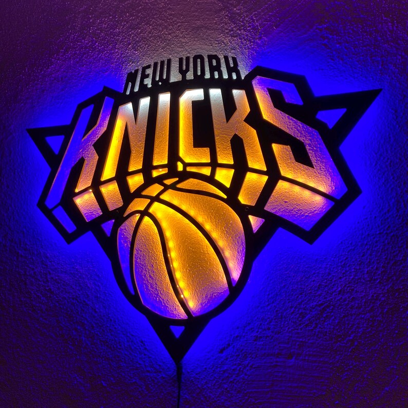 New York Knicks LED Sign Wall Decor, NBA Basketball Team Lighted Logo ...