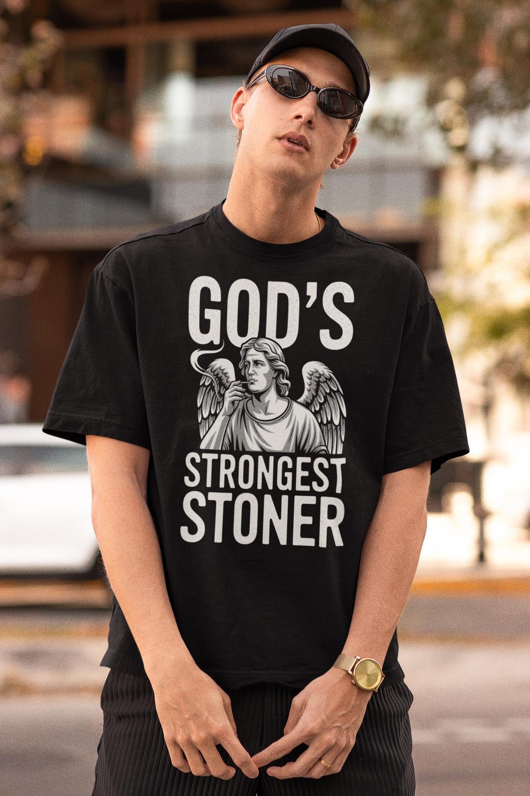 God’s Strongest Stoner Shirt | Bold Cannabis Graphic Tee for Men | Weed ...