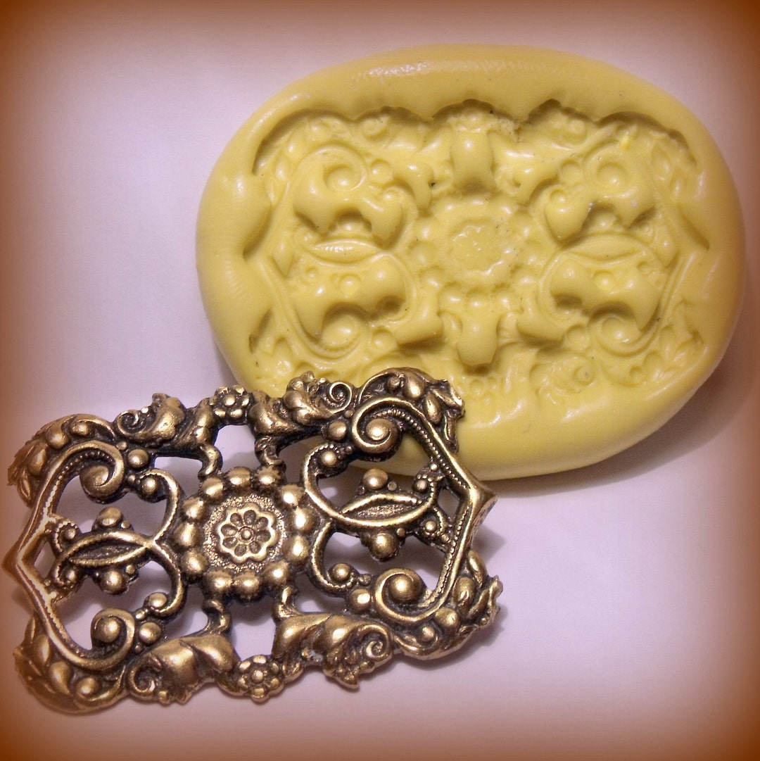 Victorian Floral Filigree Flexible Silicone Push Mold / Craft/ Dessert ...