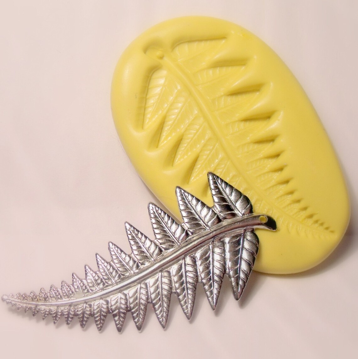 Large Leather Fern Leaf Mold - Flexible Silicone Push Mold / Craft ...