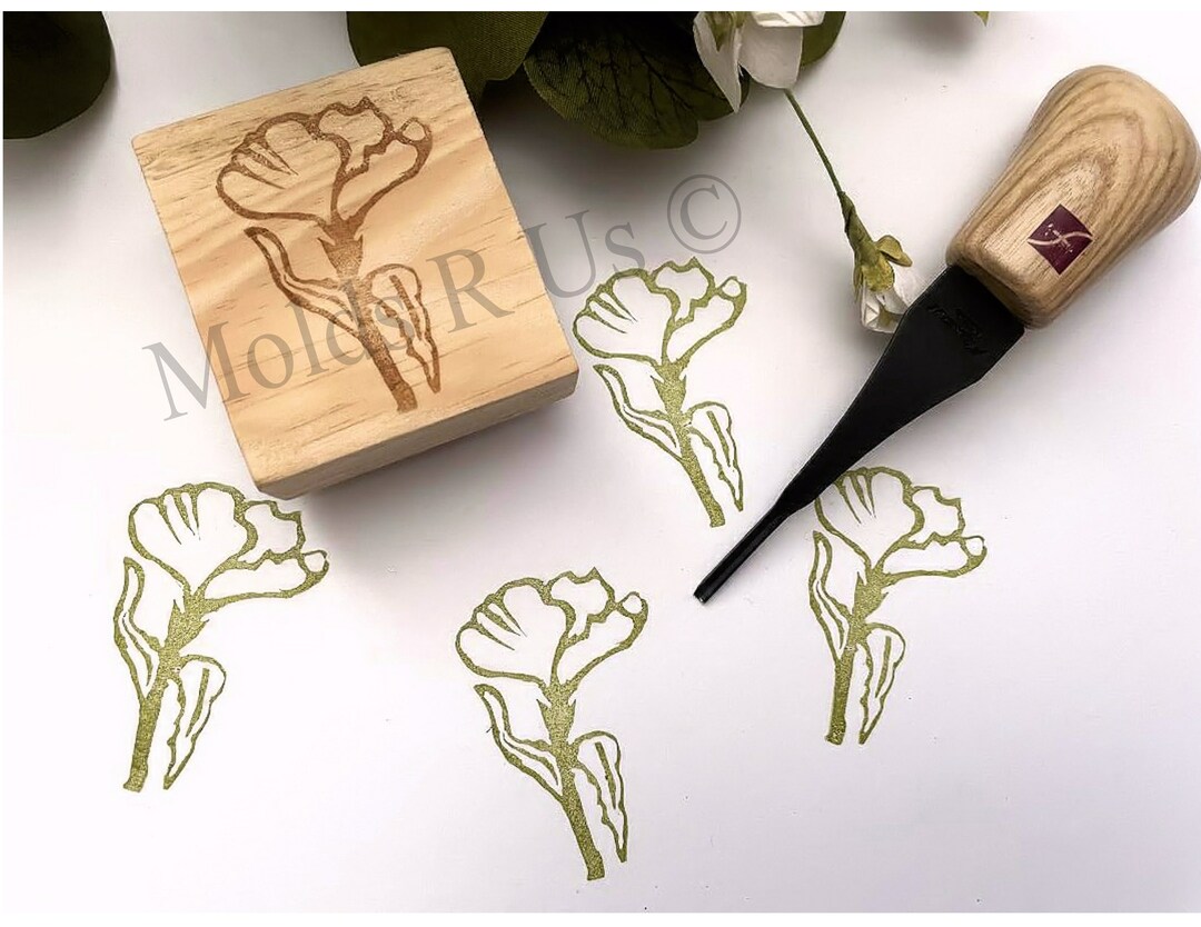 Botanical Flower Rubber Stamp - Etsy