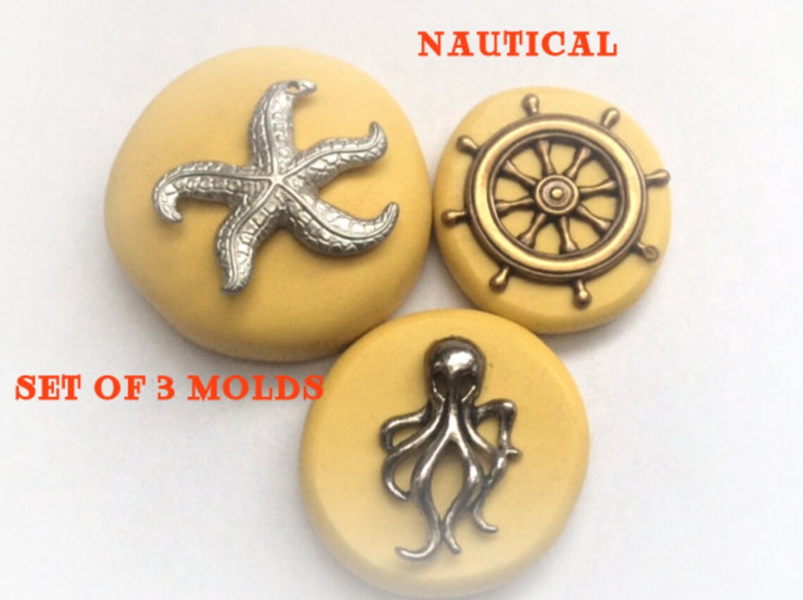 Nautical Set of 3 Molds- Flexible Silicone Push Mold / Craft/ Dessert ...