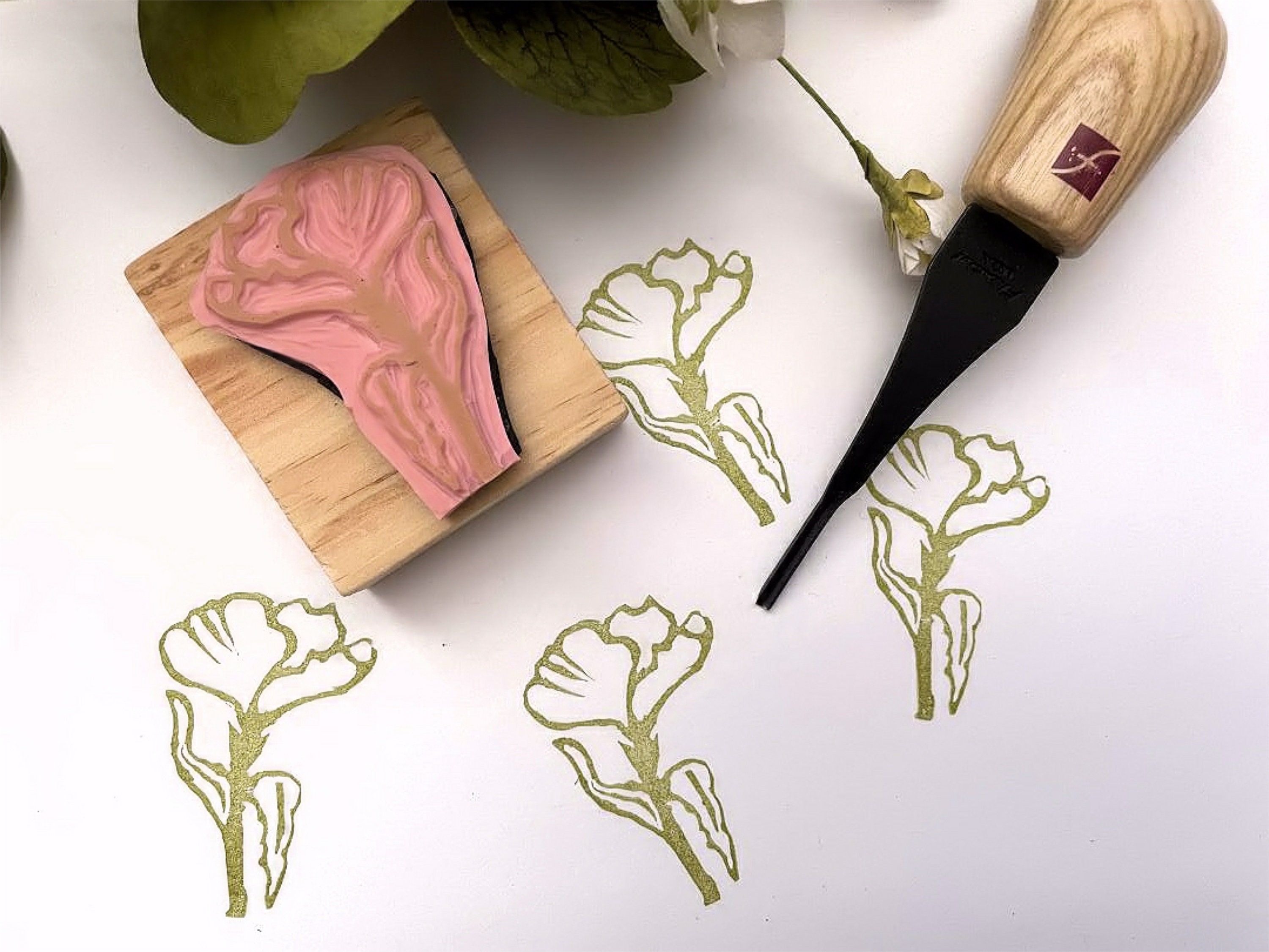 Botanical Flower Rubber Stamp - Etsy