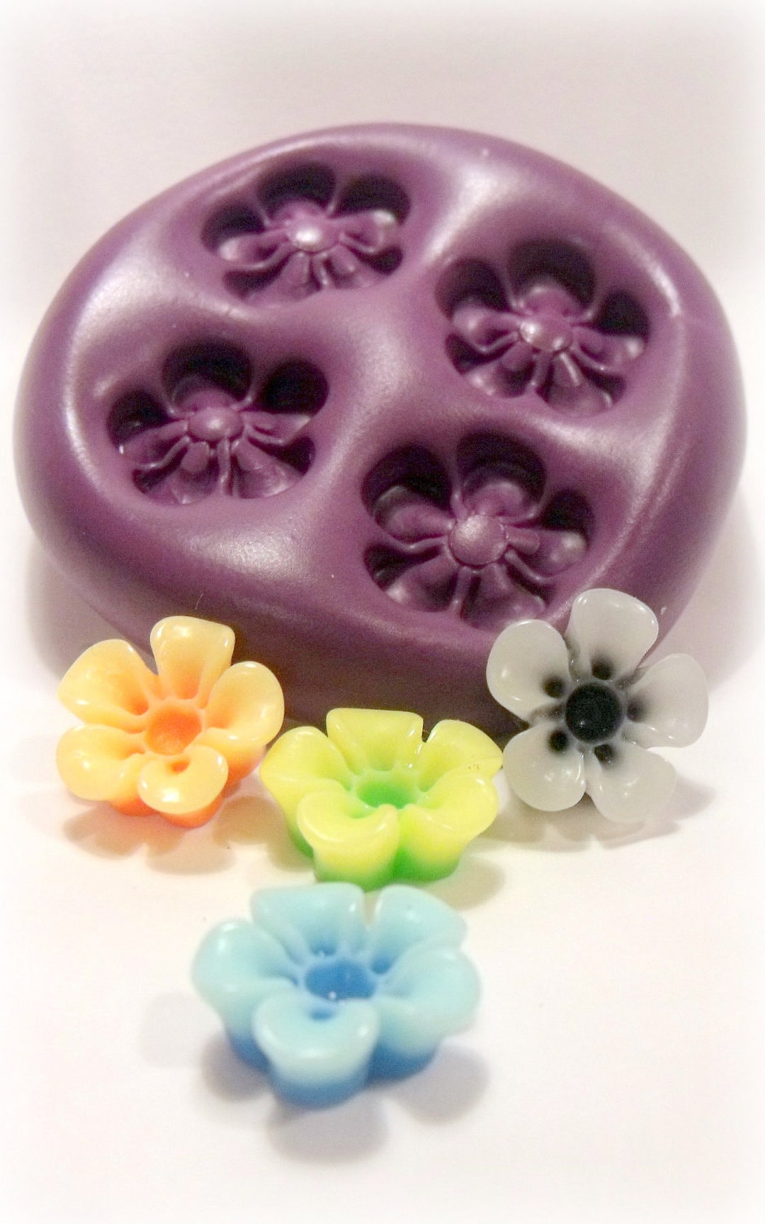 Kawaii Open Flower Mould/ Mold- Flexible Silicone Push Mold / Craft ...