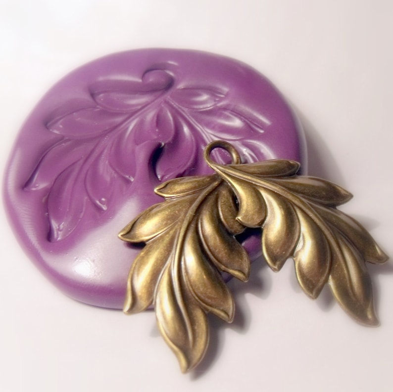 Large Double Leaves Mold- Flexible Silicone Push Mold / Craft/ Dessert ...