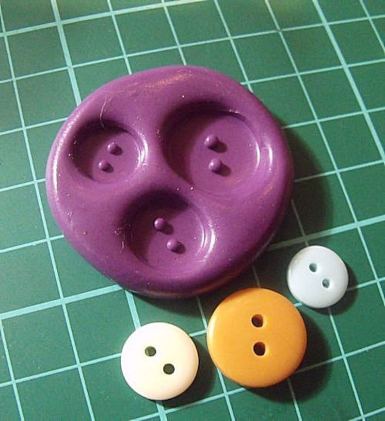 Button Set Flexible Silicone Push Mold- Fondant, Wax, Miniature Foods ...