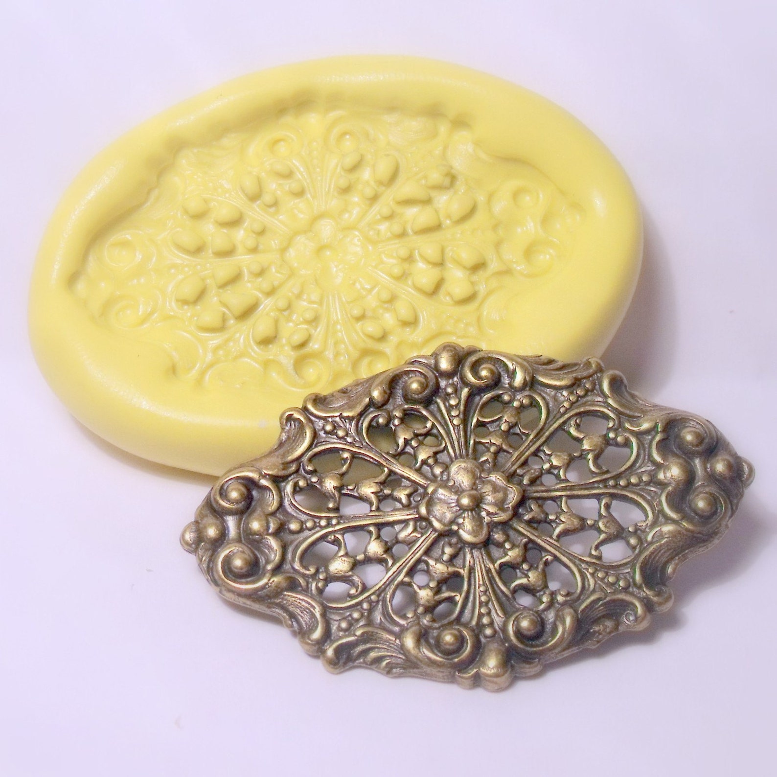 Victorian Filigree Embellishment Mold Flexible Silicone Push Mold ...