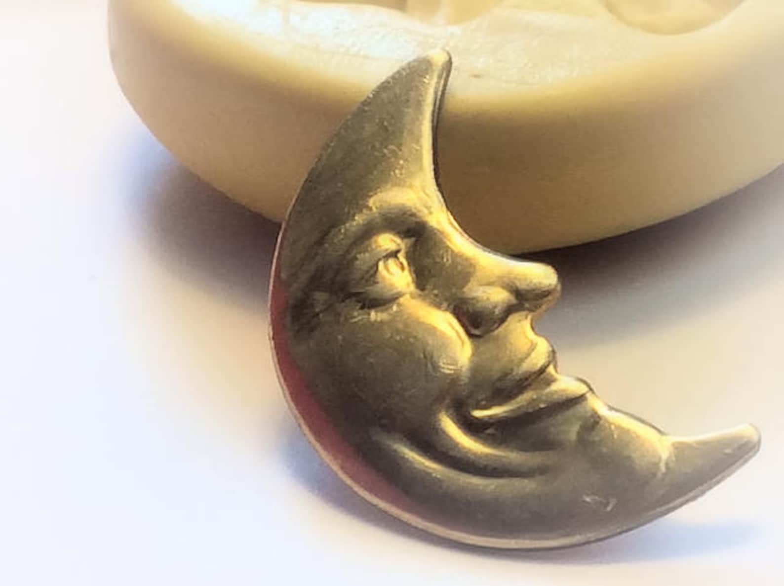 Moon Face Flexible Silicone Push Mold Fondant Wax Miniature | Etsy