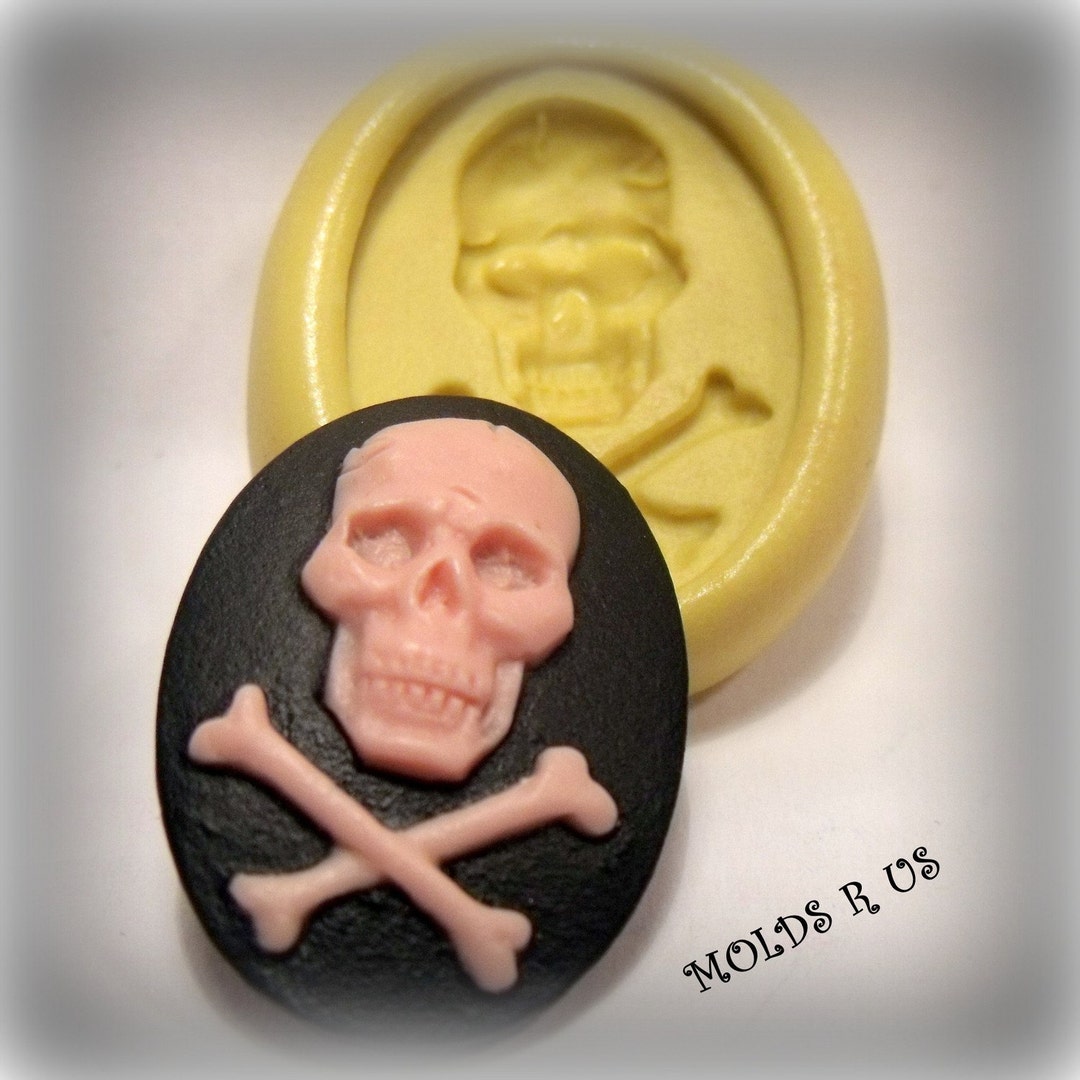 Cameo Skull With Bones Mould/ Mold- Flexible Silicone Push Mold / Craft ...