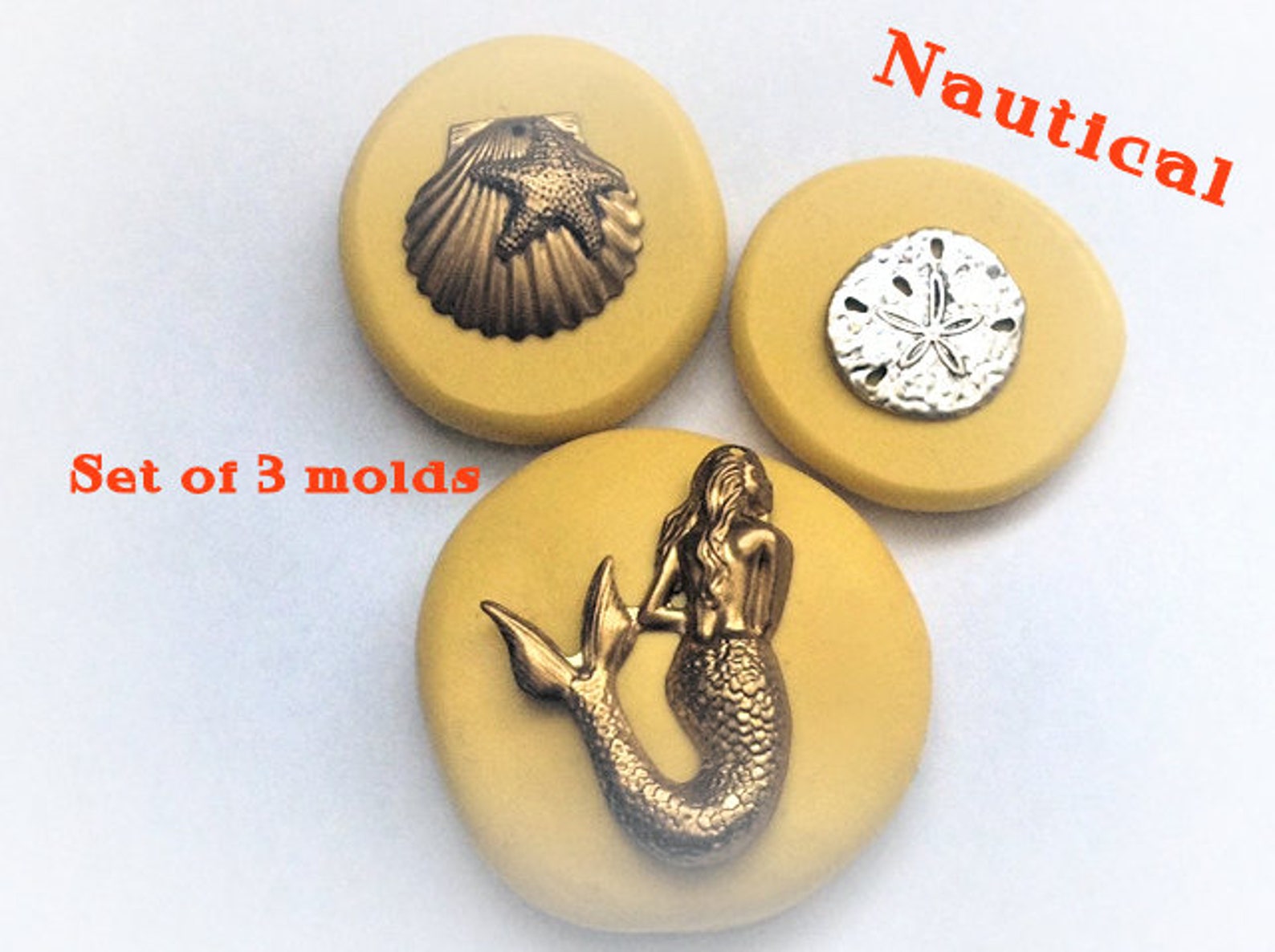 Nautical Set of 3 Molds- Flexible Silicone Push Mold / Craft/ Dessert ...