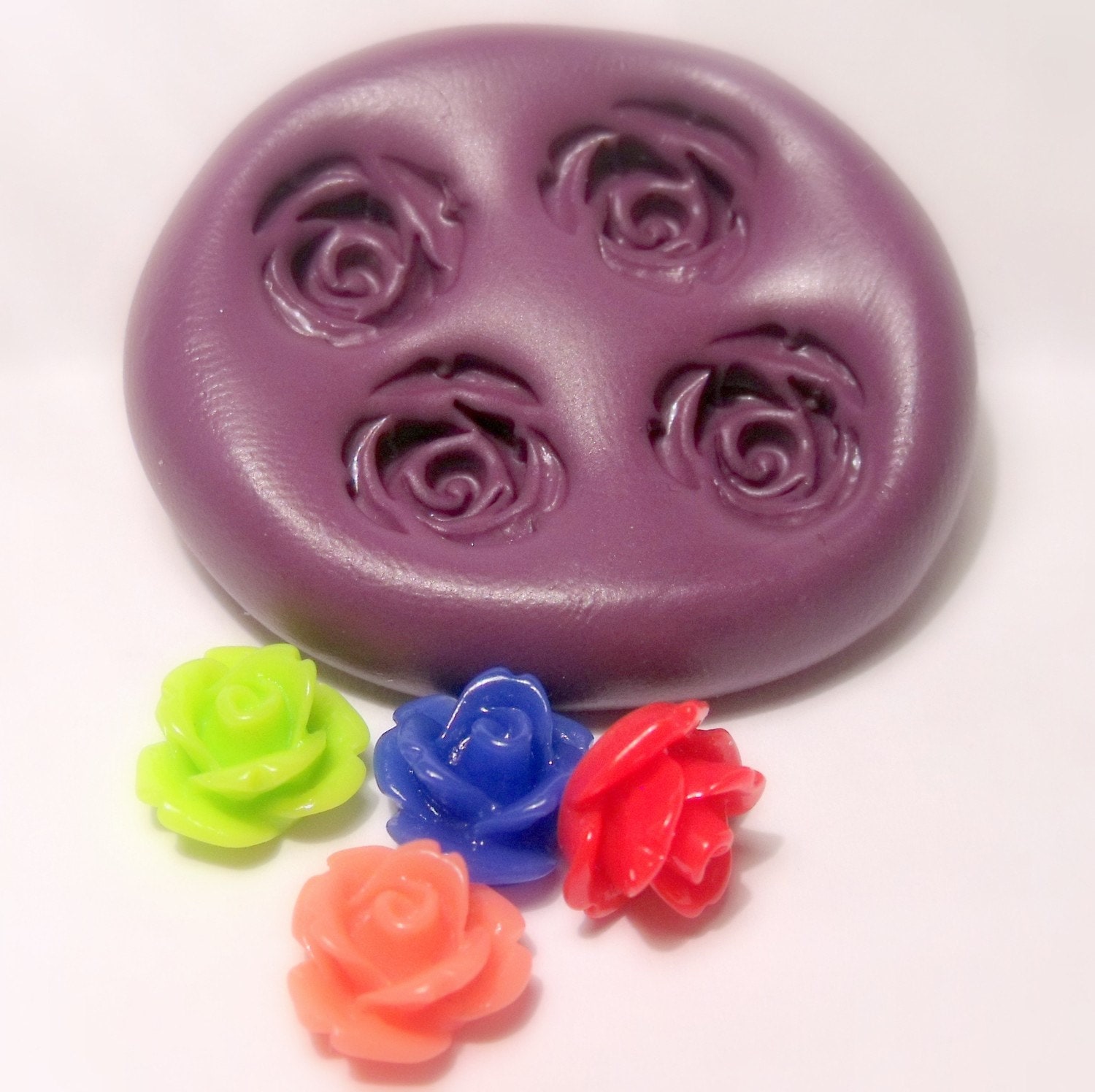Kawaii Rose Flower Mold- Flexible Silicone Push Mold / Craft/ Dessert ...