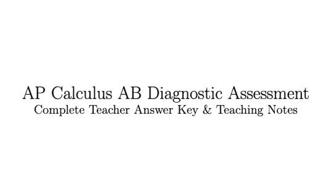 AP Calculus AB Diagnostic + Answer Key - Etsy