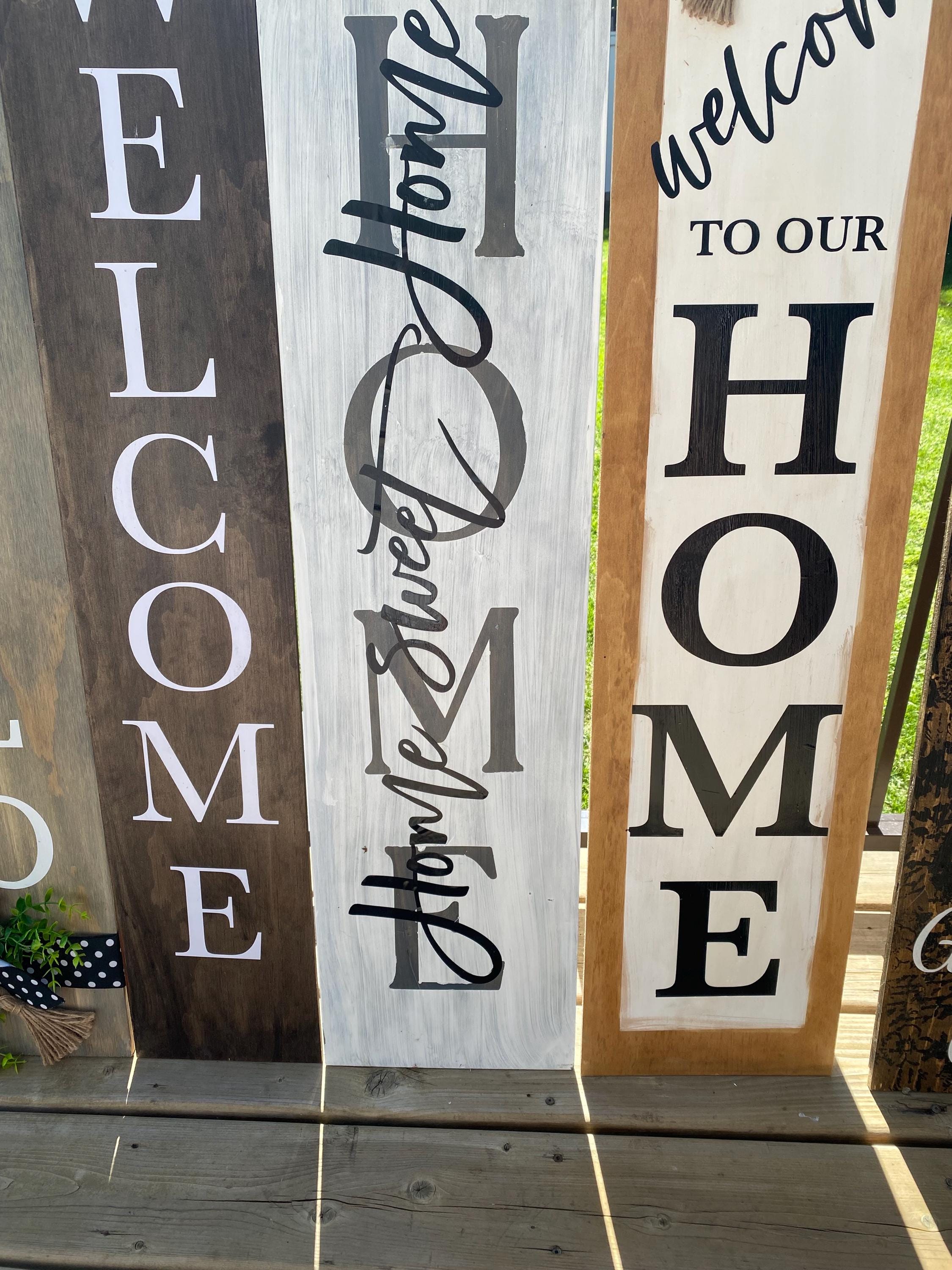 Rustic Welcome Porch Sign: Handmade Stained Wood, Bow & Greenery - Etsy