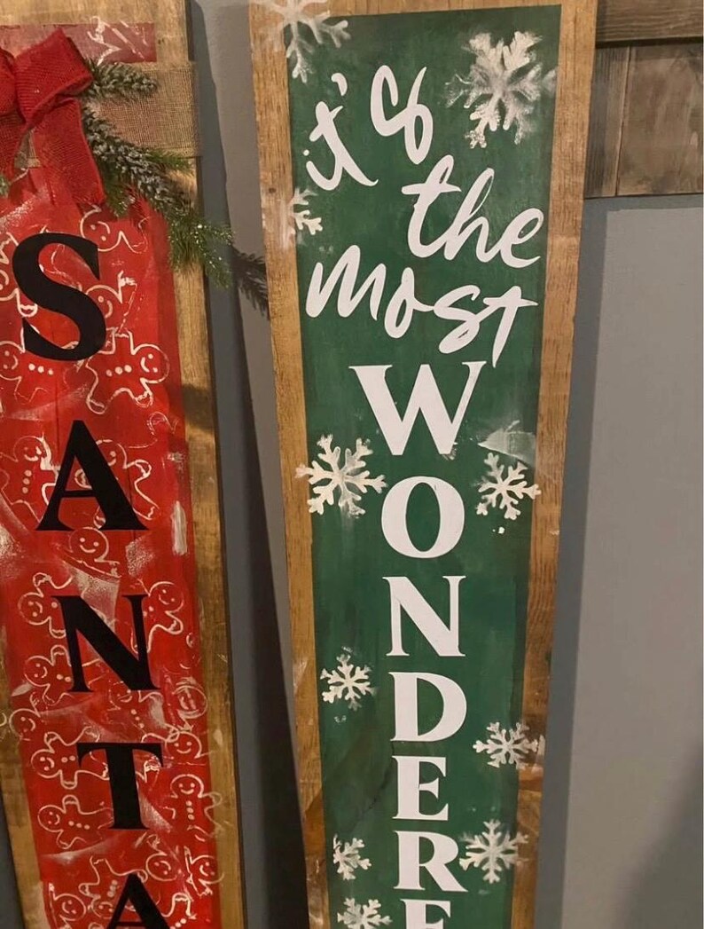 Handmade Christmas Porch Sign: Whimsical Holiday Decor (48x10in - Etsy
