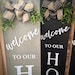 Rustic Welcome Porch Sign: Handmade Stained Wood, Bow & Greenery - Etsy
