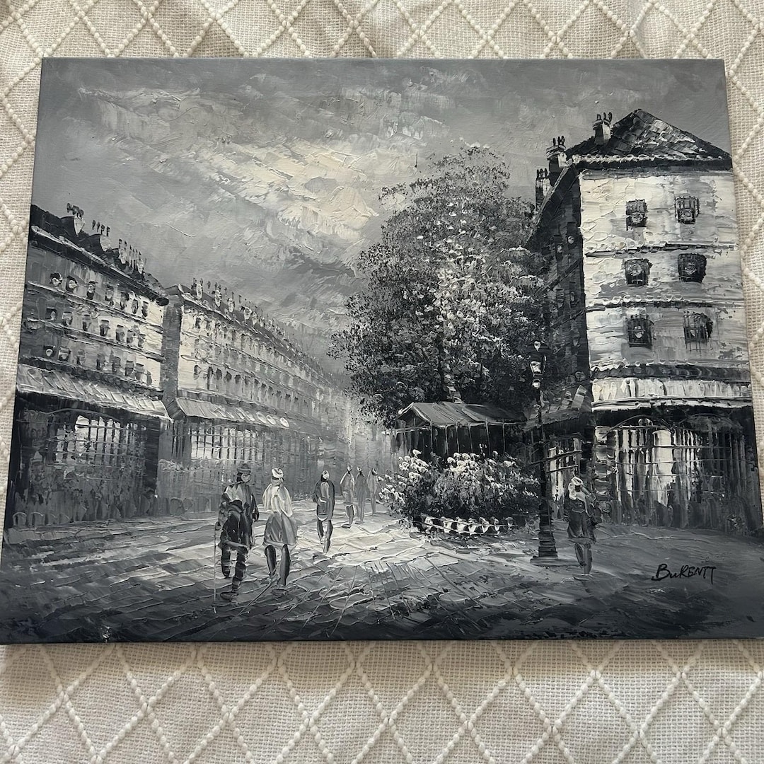 Caroline C. Burnett Original Oil Painting Black Grey White Moody ...