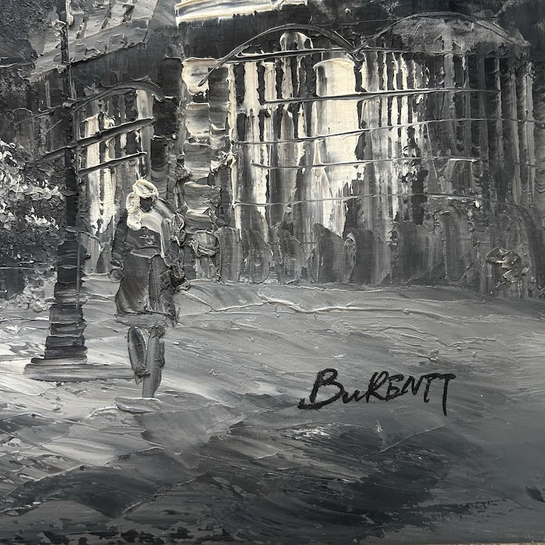 Caroline C. Burnett Original Oil Painting Black Grey White Moody ...