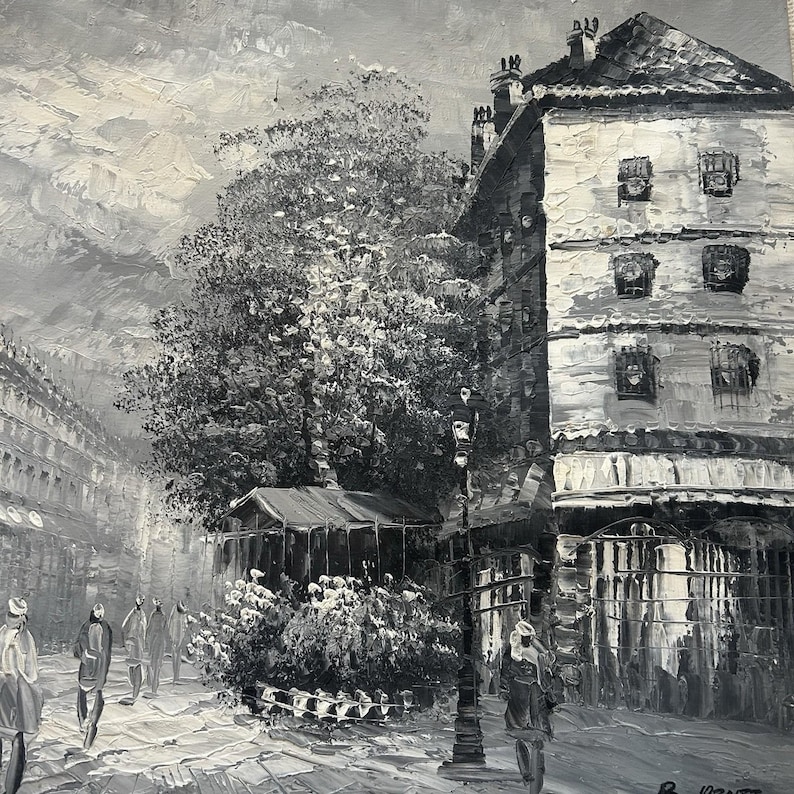 Caroline C. Burnett Original Oil Painting Black Grey White Moody ...