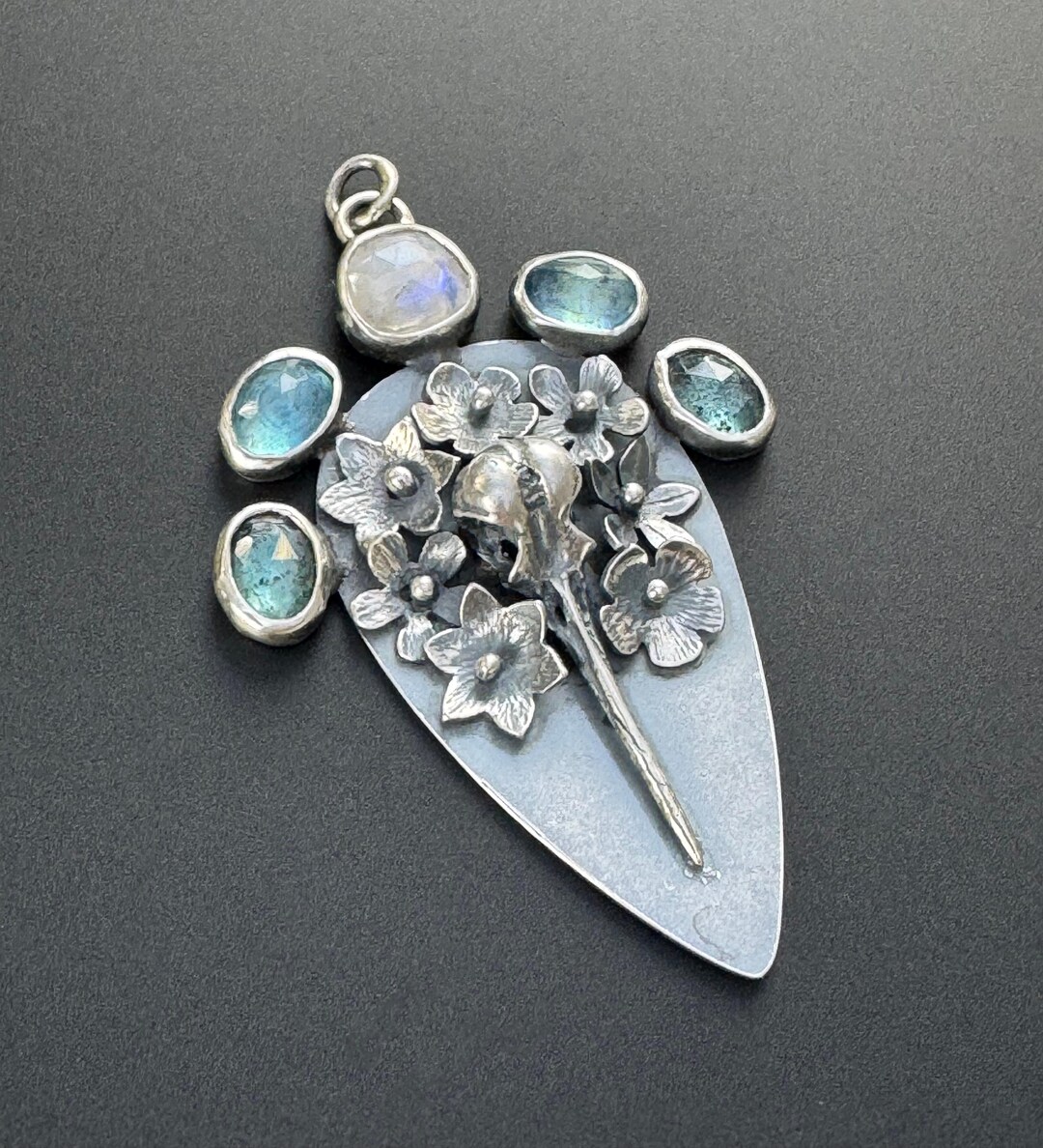 Hummingbird Skull With Flowers and Gemstones - Etsy