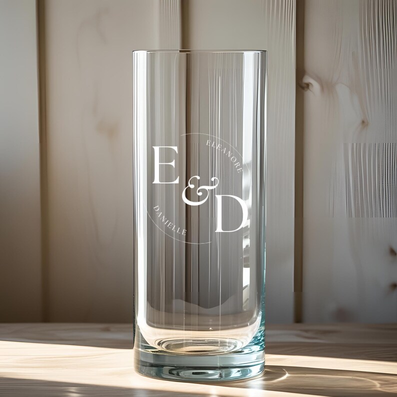 Custom Etched Glass Vase, Anniversary Gift, Valentines Gift, Wedding ...