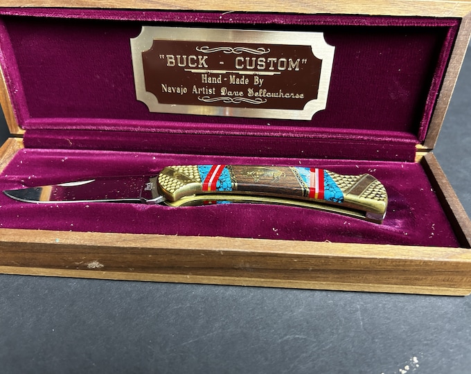 Navajo Artist David Yellowhorse Custom Buffalo Buck Model 112 Knife - Etsy