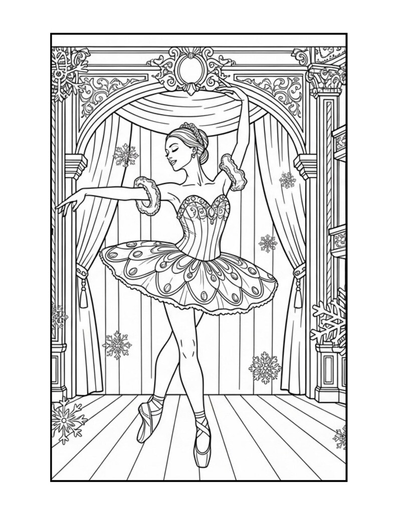 Nutcracker Ballet Coloring Pages, 30 Christmas Line Art Sheets (PDF ...