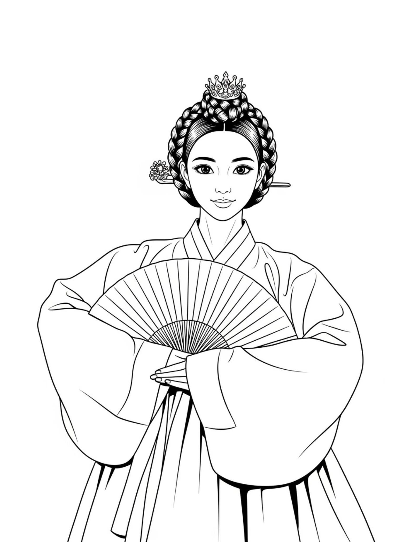 Korean Hanbok Coloring Book: 26 Unique Art Pages (PDF/PNG Download) - Etsy