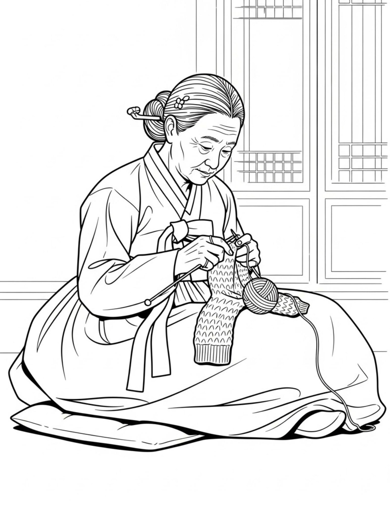 Korean Hanbok Coloring Book: 26 Unique Art Pages (PDF/PNG Download) - Etsy